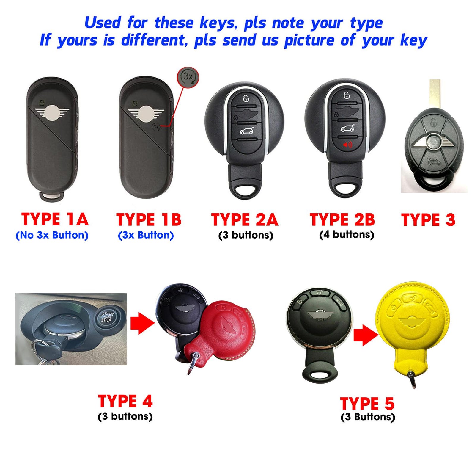 MINI Cooper 2025 Countryman Leather Key Fob Cover Case Stylish ...