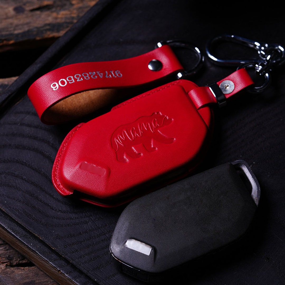 Personalized Leather Key Fob Cover Telluride Forte Custom Initials ...