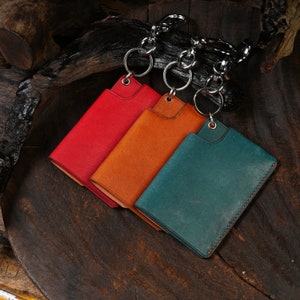 Custom Keychain ID Wallet Personalized Leather Keychain Wallet for ...