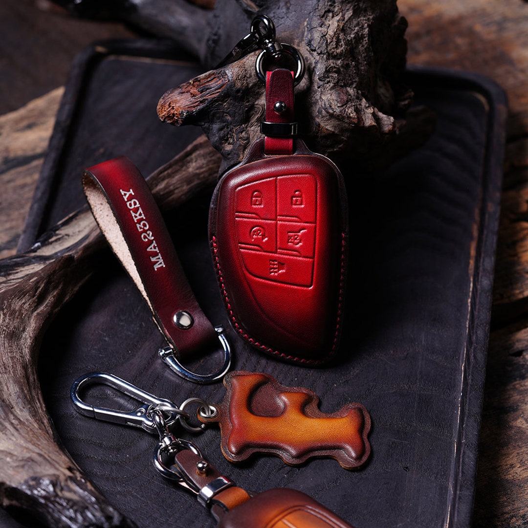 Custom Initial Leather Key Fob Cover for Chevy Corvette Suburban and ...