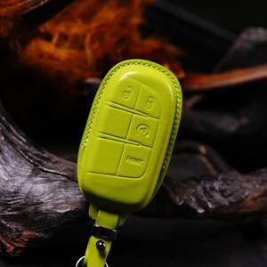 Leather Key Fob Cover Case Dogde Charger Challenger SRT Hellcat Scat ...