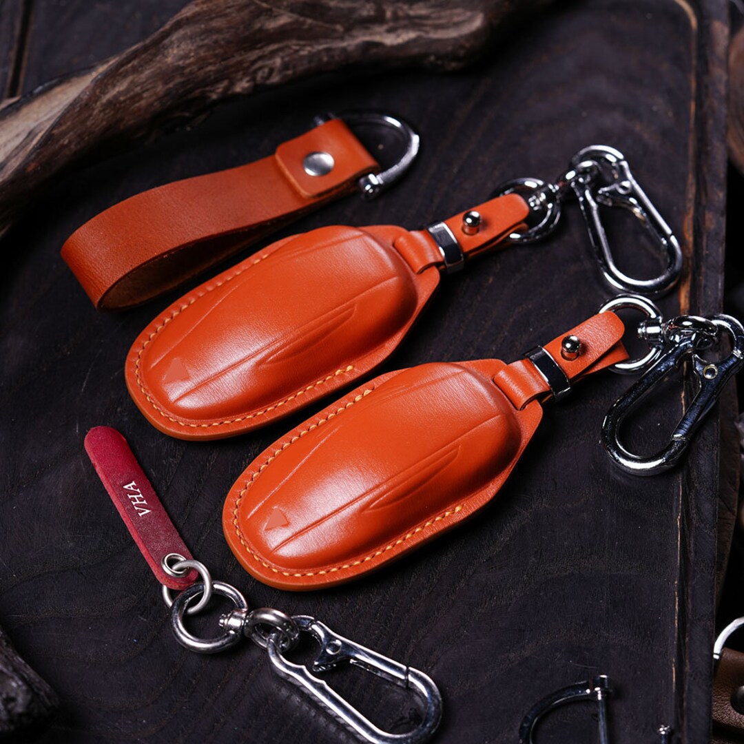 Personalized Leather Key Fob Cover Case for Tesla Model S 3 X Y ...