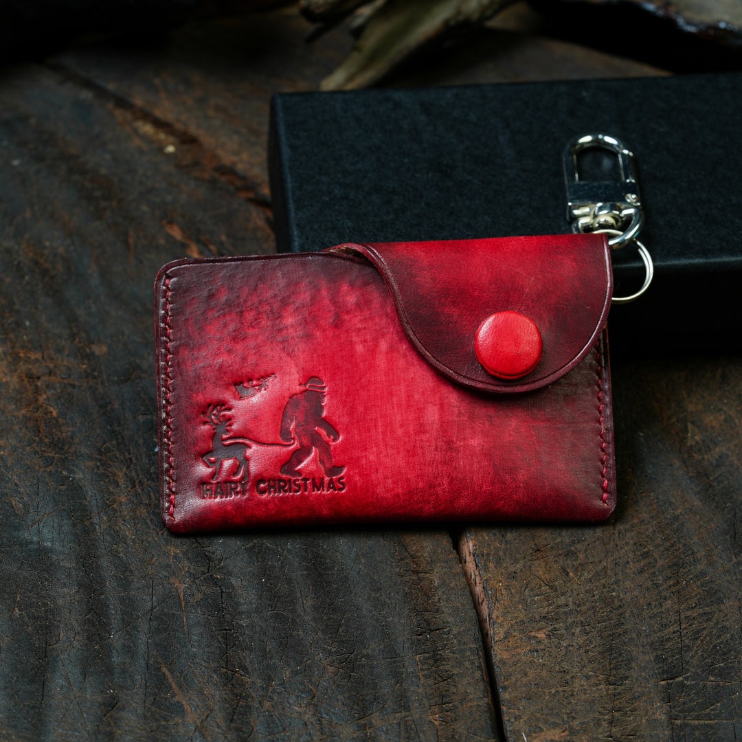 Personalized Sasquatch Leather Keychain Wallet Custom Card Holder Key ...