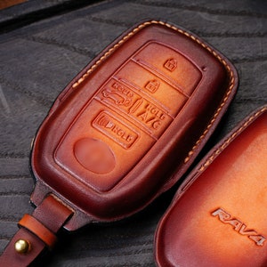 Custom Leather Key Fob Cover for 2022-2024 Toyota RAV4 Venza Bz4x ...
