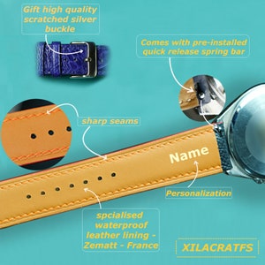 Lizard Watch Strap, Dark Blue, Custom Watch Strap, Sizes 16 18 20mm to ...