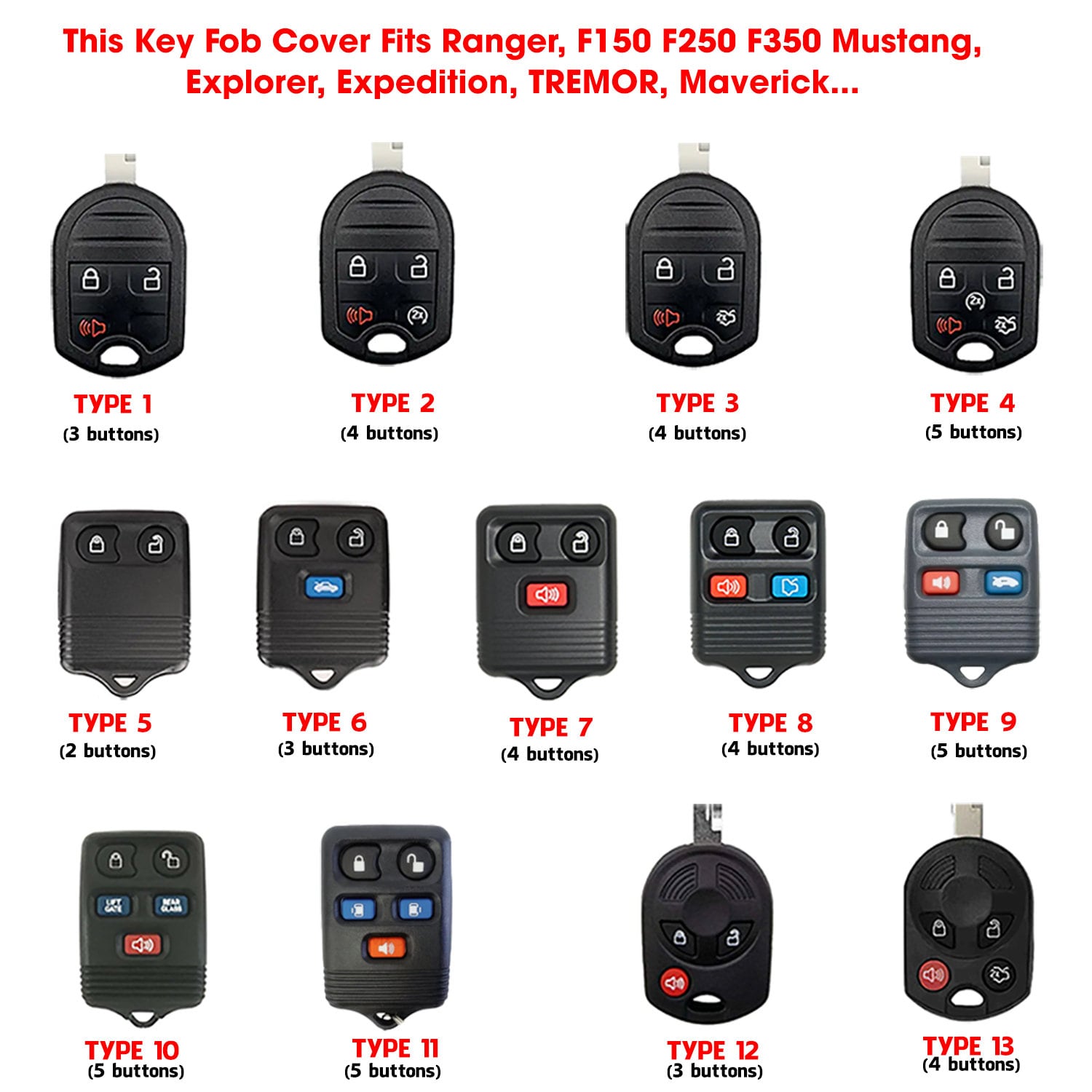 Fits F150 & Popular Suv/truck Style Keys – Leather Key Fob Cover for ...