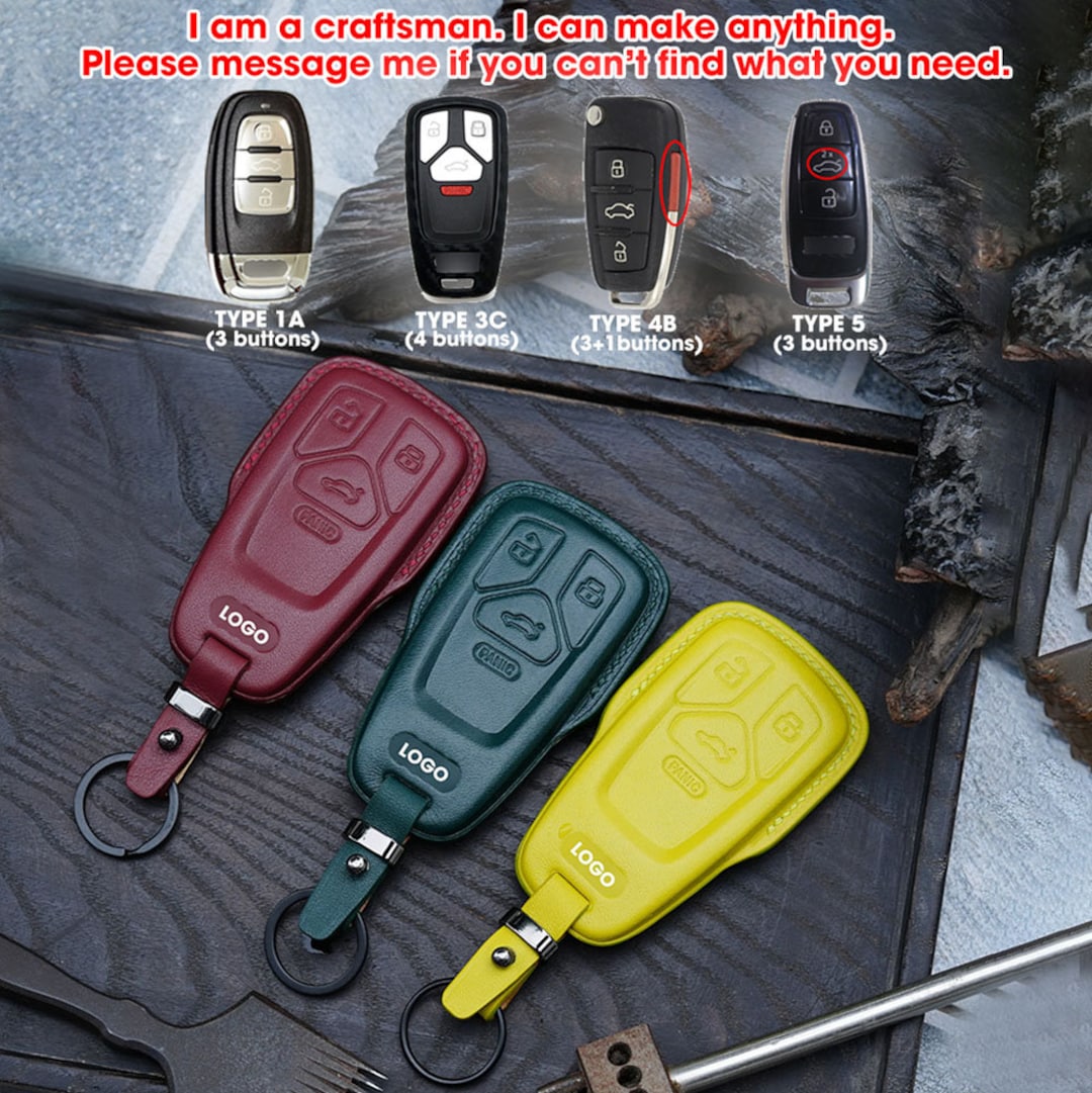 Custom Leather Key Fob Covers for Audi Models: A1-A8, Q2-Q8, R8, S1-S8 ...