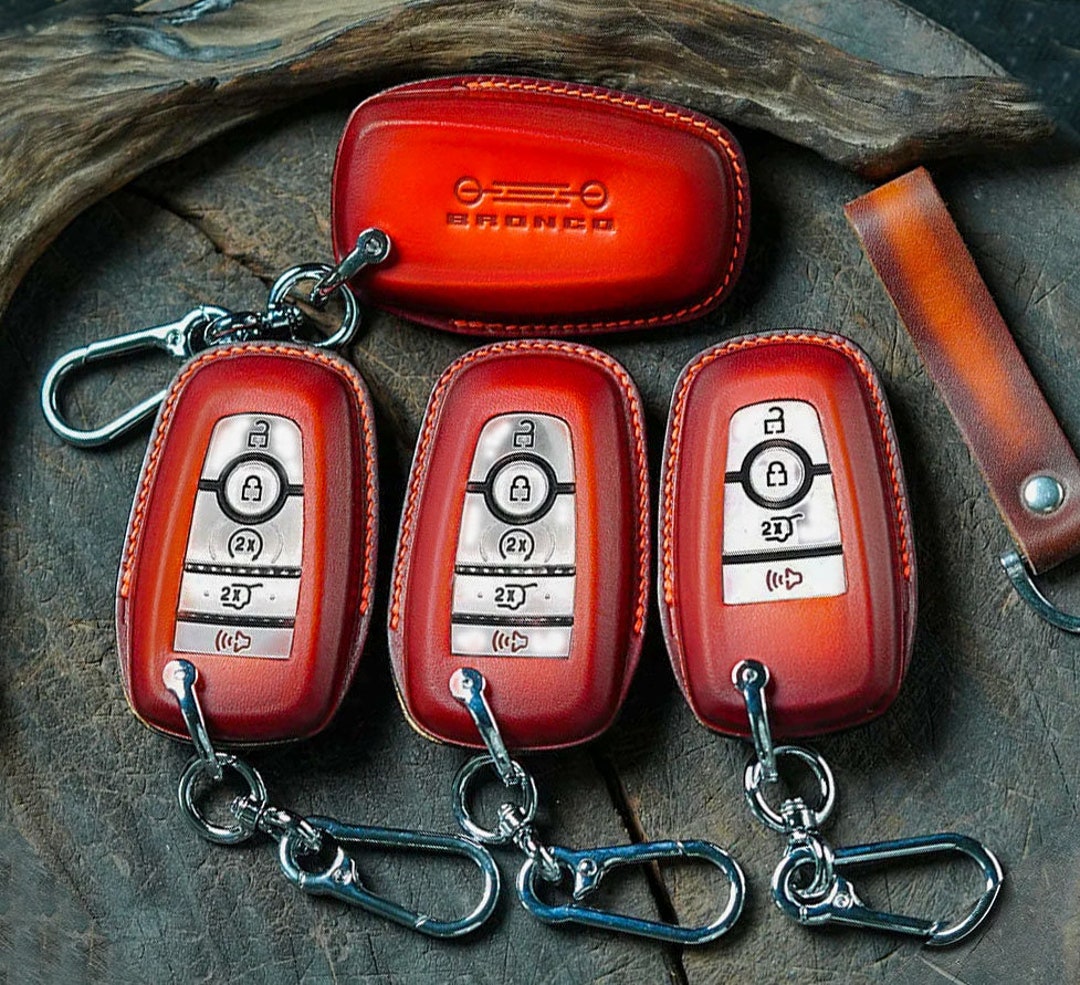 Bronco Custom Leather Key Fob Cover With Logo Stamp for Raptor ...