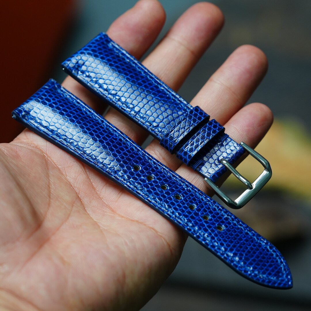 Lizard Watch Strap, Dark Blue, Custom Watch Strap, Sizes 16 18 20mm to ...