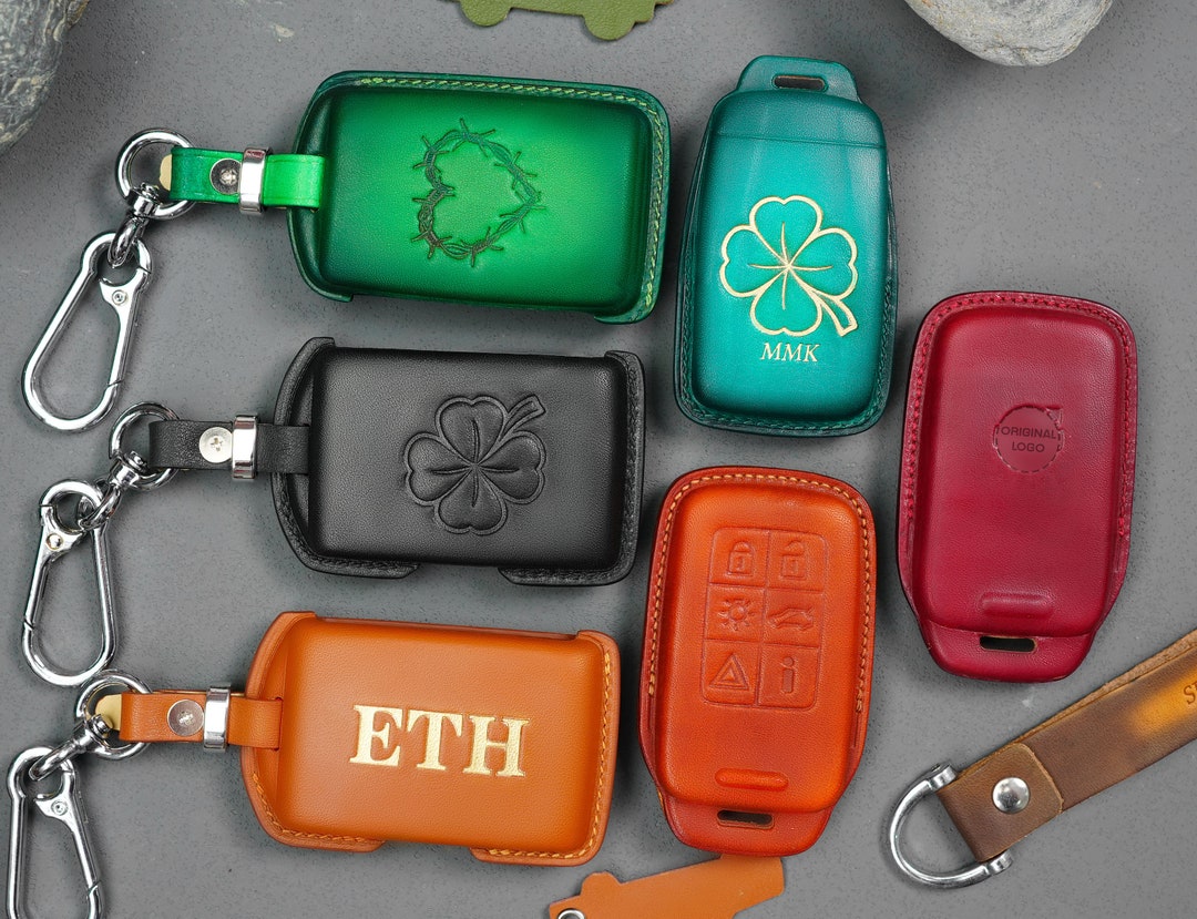 All Volvo Personalized Leather Key Fob Cover for EX30, XC40, XC60, XC90 ...