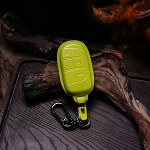 Leather Key Fob Cover Case Dogde Charger Challenger SRT Hellcat Scat ...
