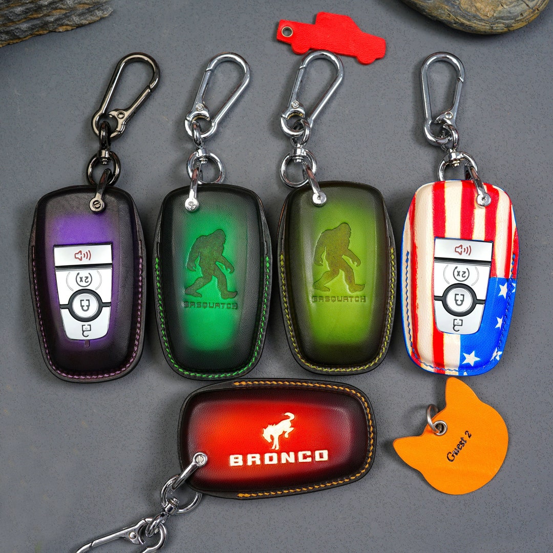 Bronco Sasquatch Key Fob Cover Case 2022-2025 | Custom Leather Keychain ...