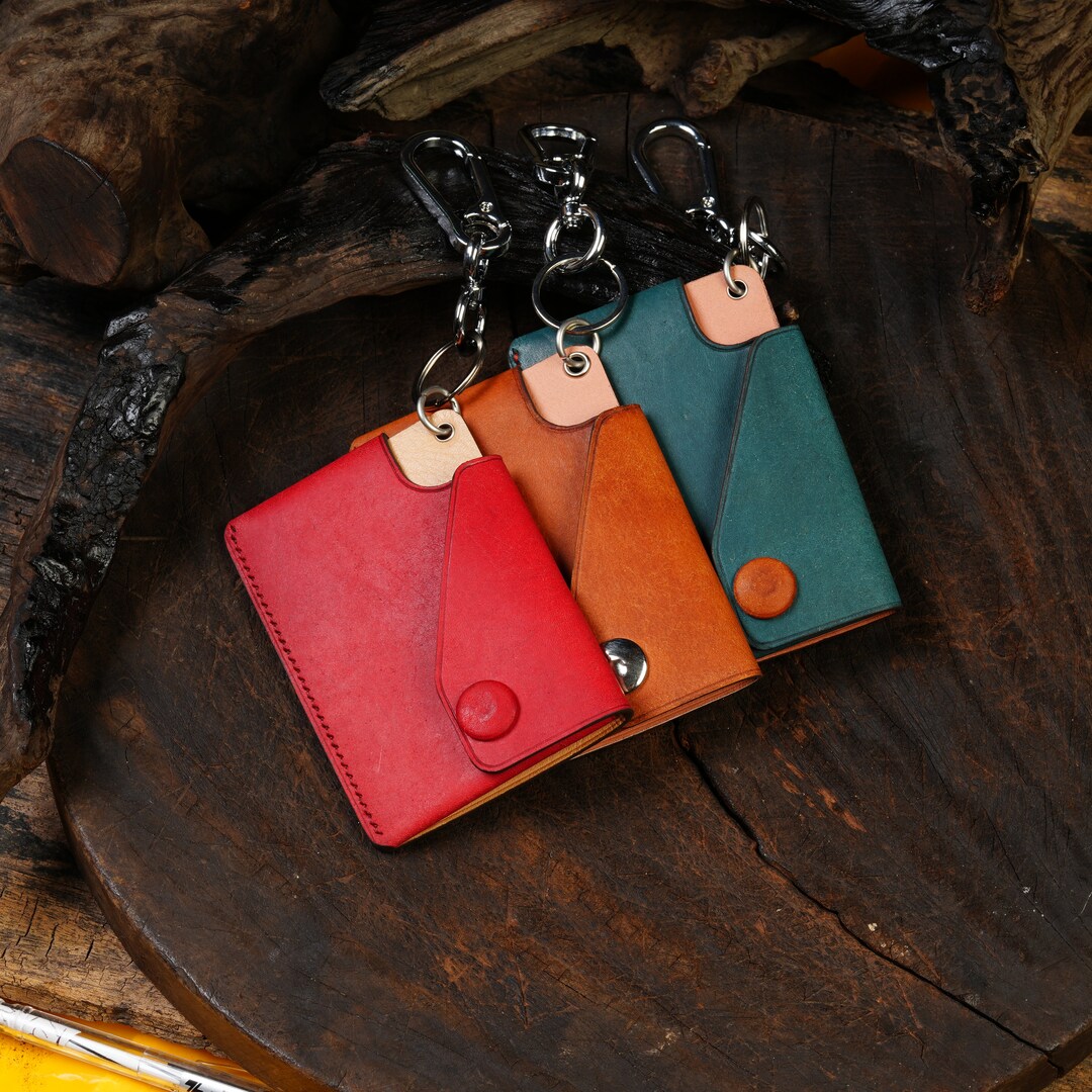 Custom Keychain ID Wallet Personalized Leather Keychain Wallet for ...