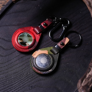 Customized Leather AirTag Keychain Holder - Engraved AirTag Cover for ...