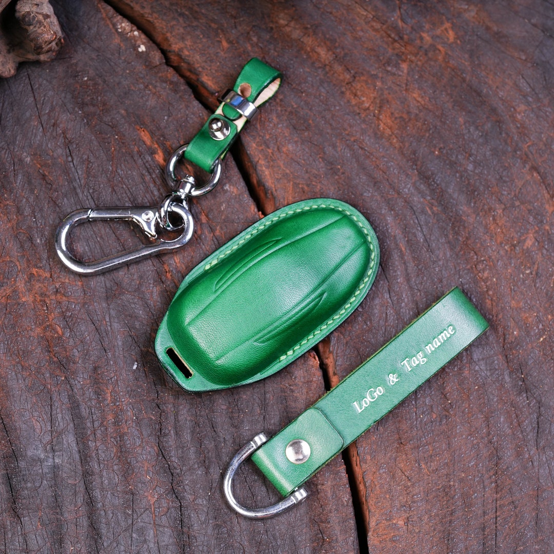 Tela Model X S 3 Y 2024 Leather Key Fob Case: Handcrafted Protector for ...