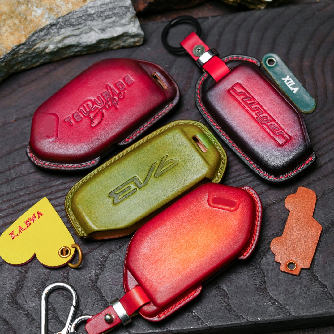 Leather Key Fob Cover for 2023-2024 Ki Telluride - Fits SX, Prestige ...