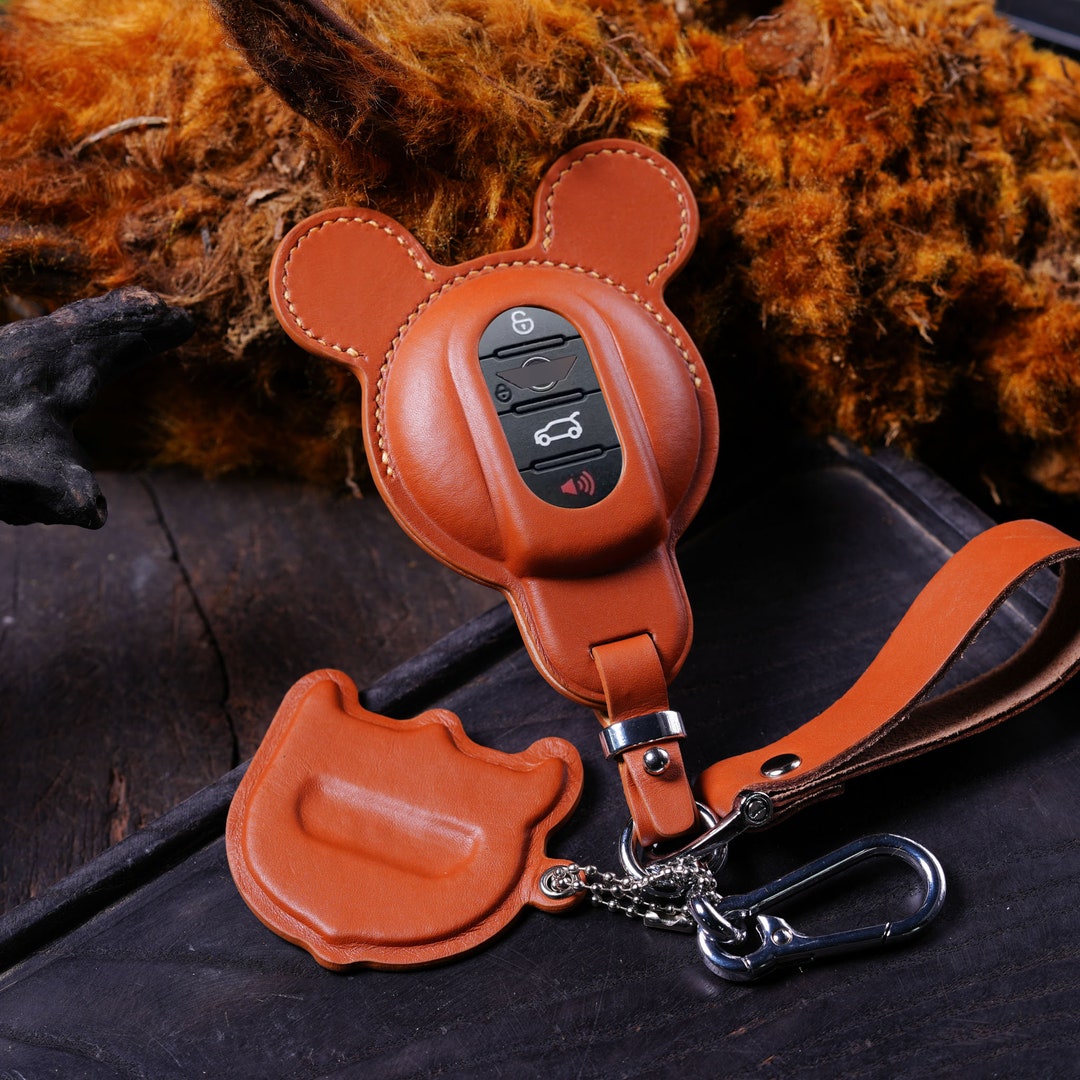 Custom Leather Key Fob Covers for MINI Mouse Ears Clubman Countryman ...