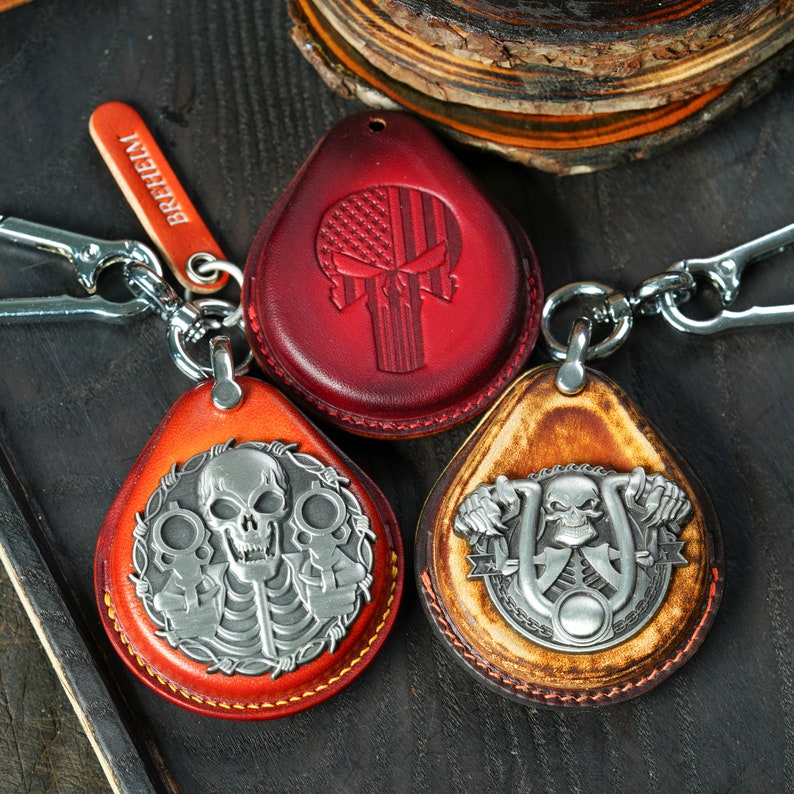 Fits Street Glide Special CVO Iron 883 Leather Key Fob Cover Motorcycle ...