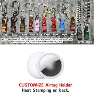 Customized Leather AirTag Keychain Holder - Engraved AirTag Cover for ...