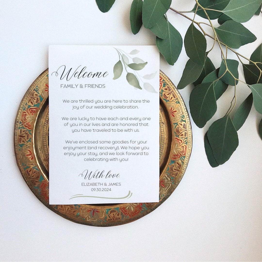 Wedding Welcome Letter Template Minimalist Eucalyptus Welcome - Etsy