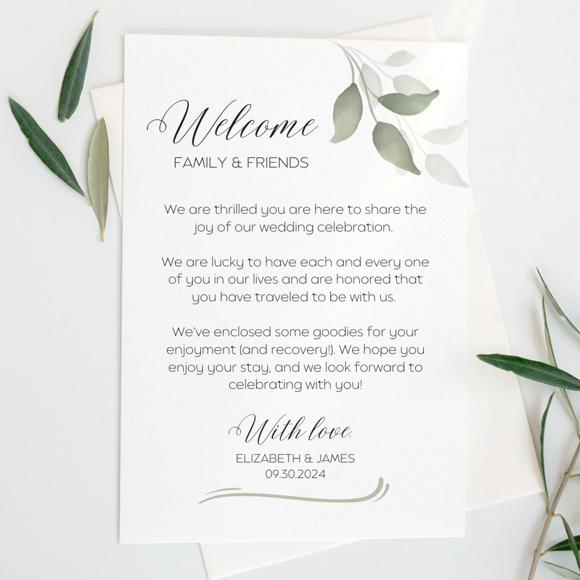 Wedding Welcome Letter Template Minimalist Eucalyptus Welcome - Etsy