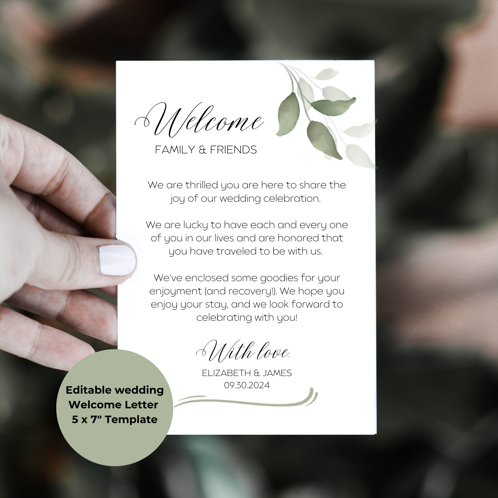 Wedding Welcome Letter Template Minimalist Eucalyptus Welcome - Etsy