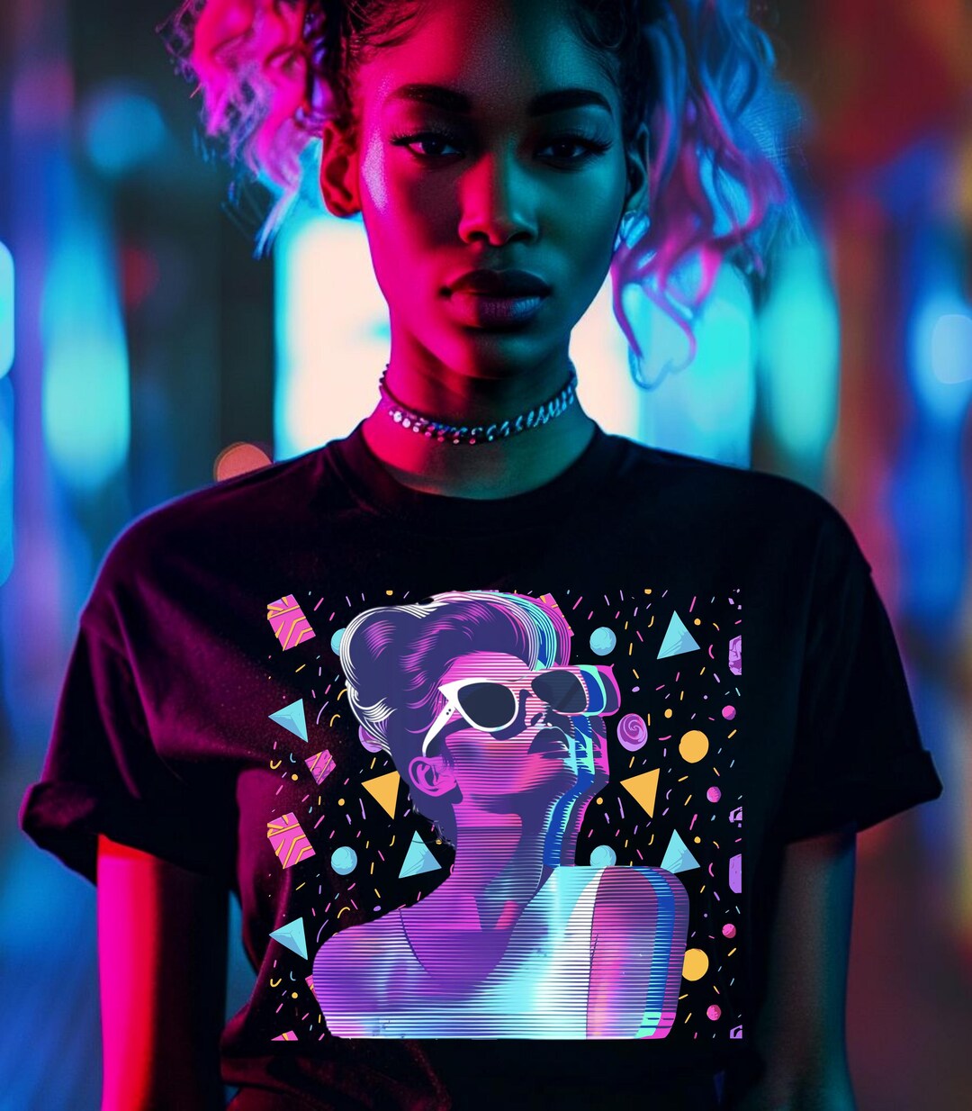 Neon Wave 80's Retro Girl T-shirt, Vintage Neon T-shirt, Unisex Graphic ...