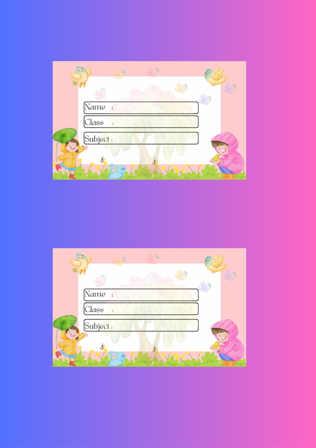 Printable Kids Name Labels: School Supply Stickers (digital Download ...