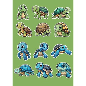 Printable Turtle Sticker / 2 Sticker Sheet / Print and Cut Turtle ...