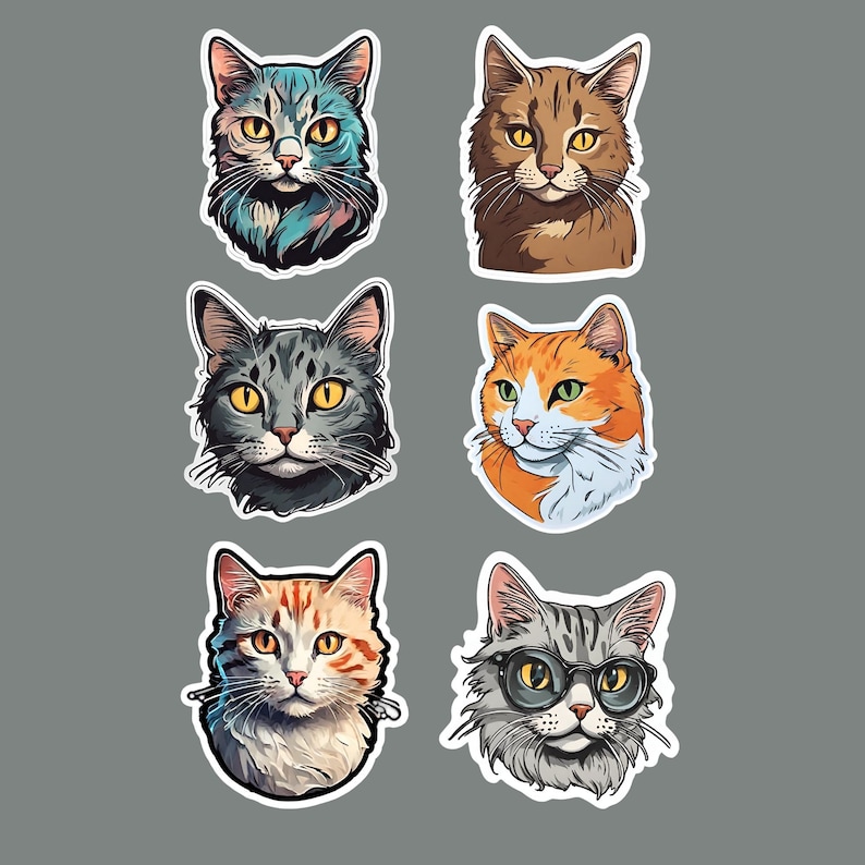 Printable Cat Stickers / Realistic Cat Stickers / Cute Cat Stickers ...