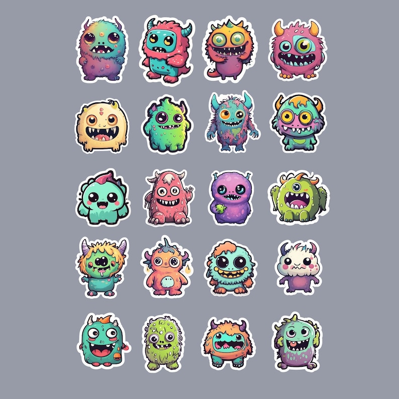 Printable Cute Monster Stickers / Monster Stickers / Print and Cut ...