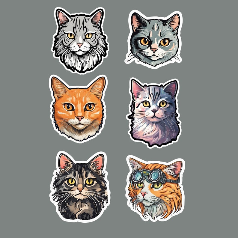 Printable Cat Stickers / Realistic Cat Stickers / Cute Cat Stickers ...