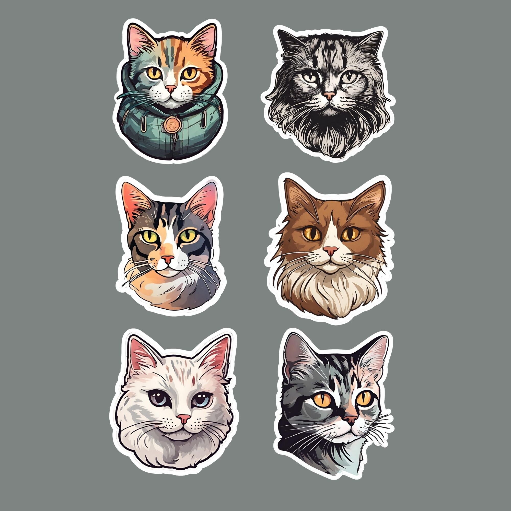 Printable Cat Stickers / Realistic Cat Stickers / Cute Cat Stickers ...