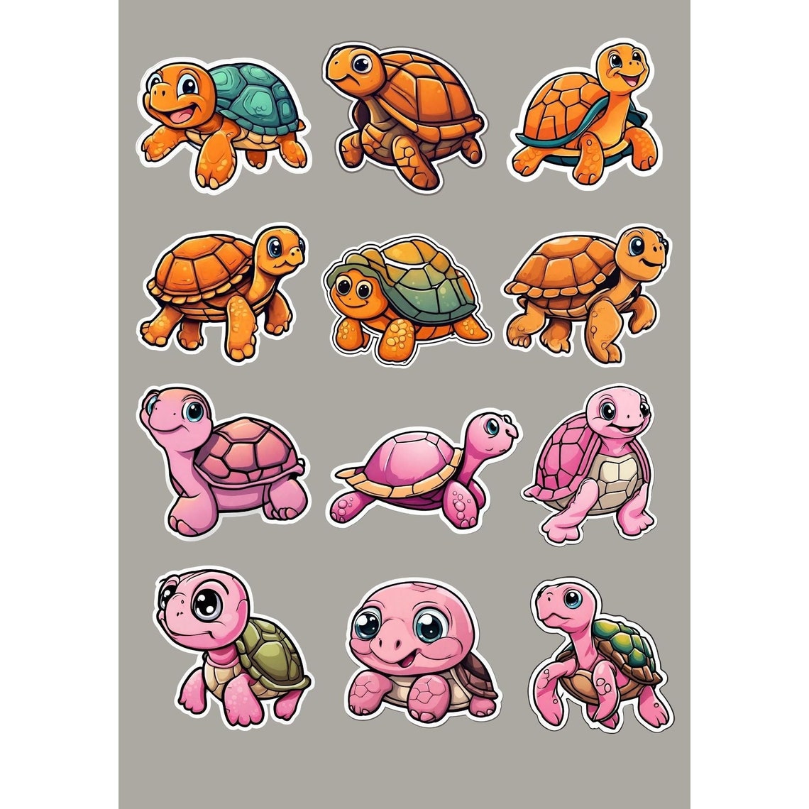 Printable Turtle Sticker / 2 Sticker Sheet / Print and Cut Turtle ...