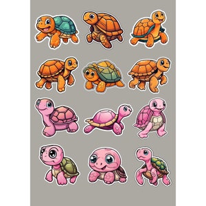 Printable Turtle Sticker / 2 Sticker Sheet / Print and Cut Turtle ...