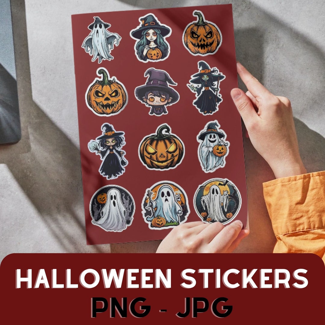 Halloween Stickers / Halloween Print & Cut Stickers / Scary Halloween ...