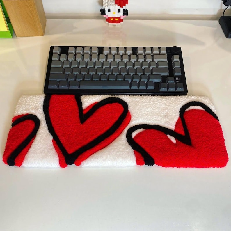 Hand-tufted Red Hearts Keyboard Wrist Rest | Ergonomic Desk Decor - Etsy