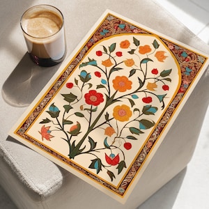 Traditional Islamic Floral Art Poster With Arabic Calligraphy, Vibrant ...