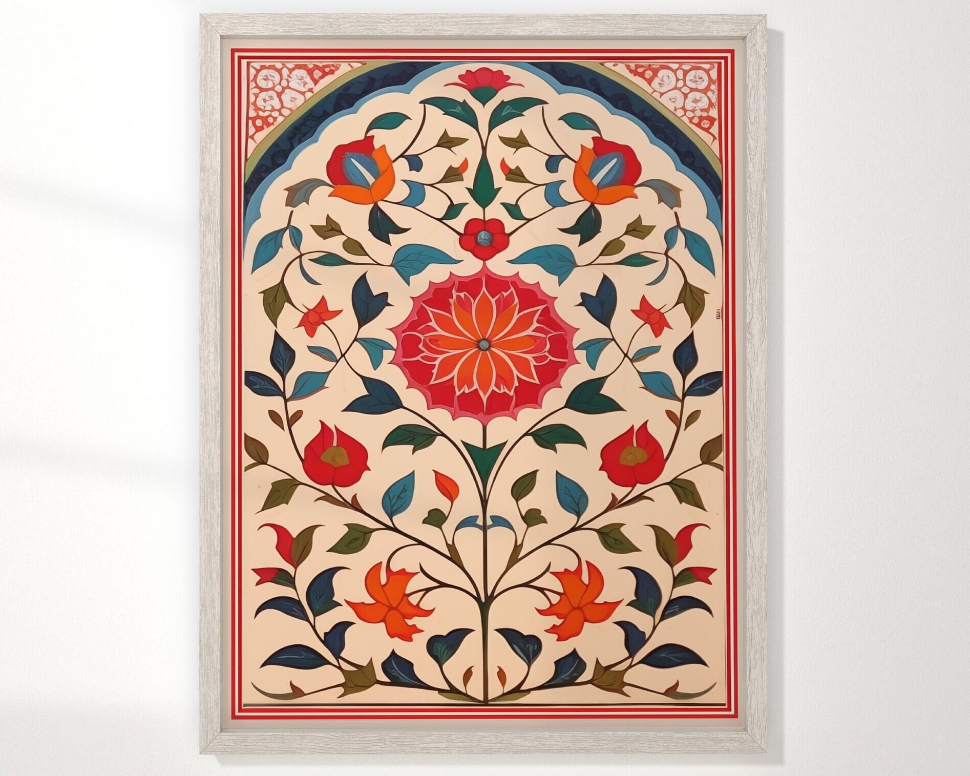 Traditional Islamic Floral Art Poster With Arabic Calligraphy, Vibrant ...