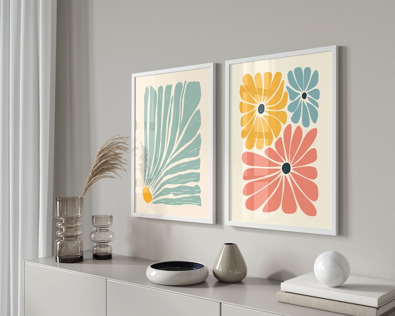 Matisse Inspired Flower Prints: Retro Botanical Art, Set of 2 (digital ...