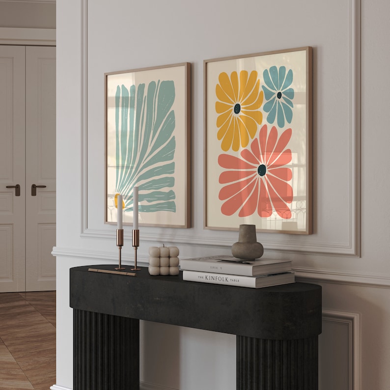 Matisse Inspired Flower Prints: Retro Botanical Art, Set of 2 (digital ...