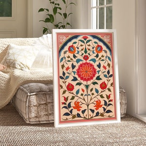 Traditional Islamic Floral Art Poster With Arabic Calligraphy, Vibrant ...