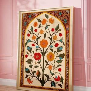 Traditional Islamic Floral Art Poster With Arabic Calligraphy, Vibrant ...