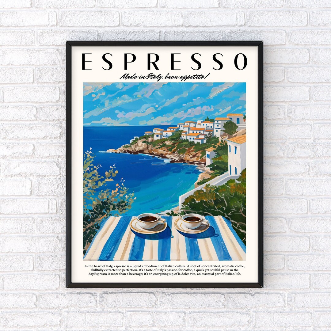 Italian Espresso Retro Coffee Print Poster, Vintage Food Art, Kitchen ...