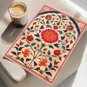 Traditional Islamic Floral Art Poster With Arabic Calligraphy, Vibrant ...