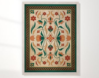 Islamic Floral Art Poster, Traditional Islamic Pattern Print, Islamic ...