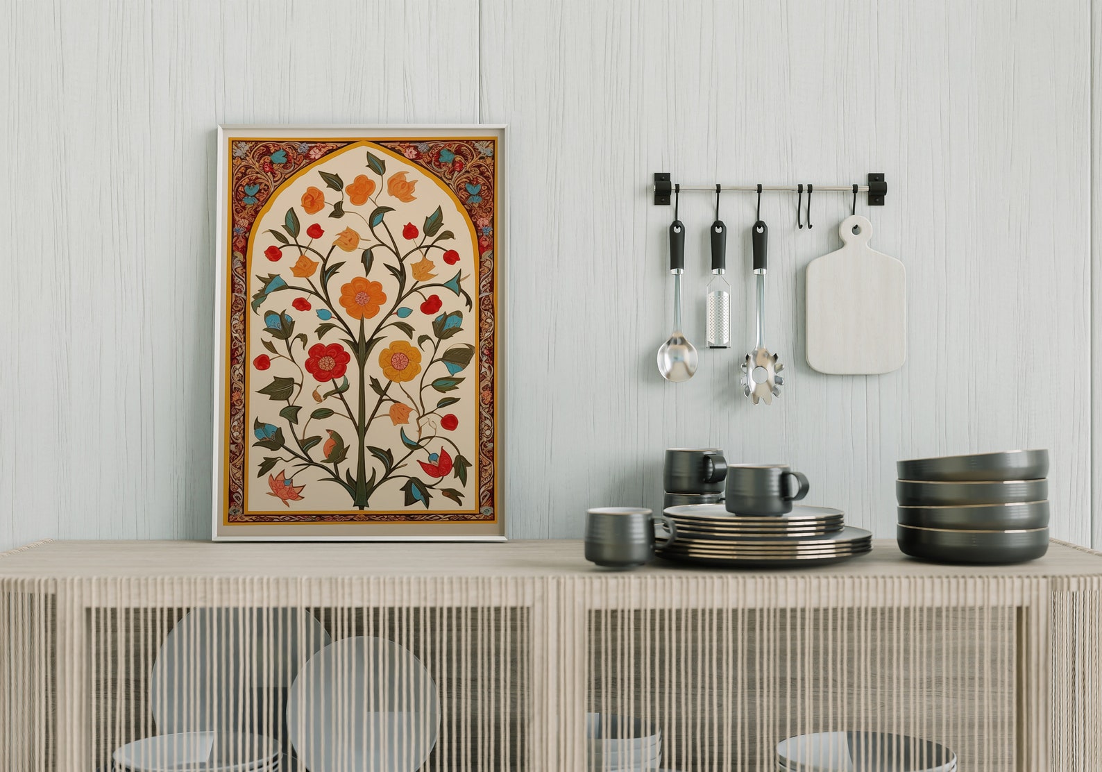 Traditional Islamic Floral Art Poster With Arabic Calligraphy, Vibrant ...