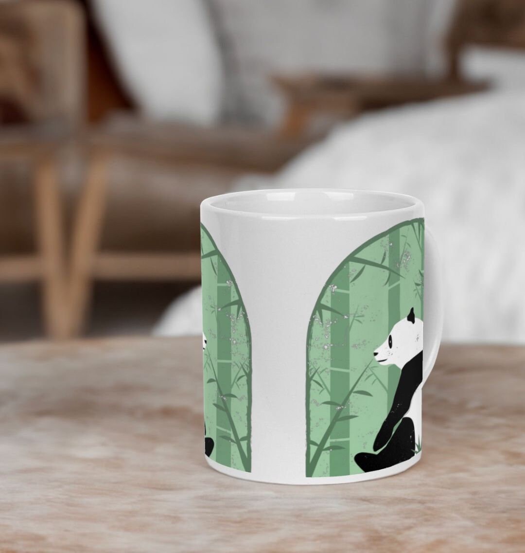 Panda Bamboo Ceramic Mug Sustainable Print on Demand Panda Coffee Cup ...