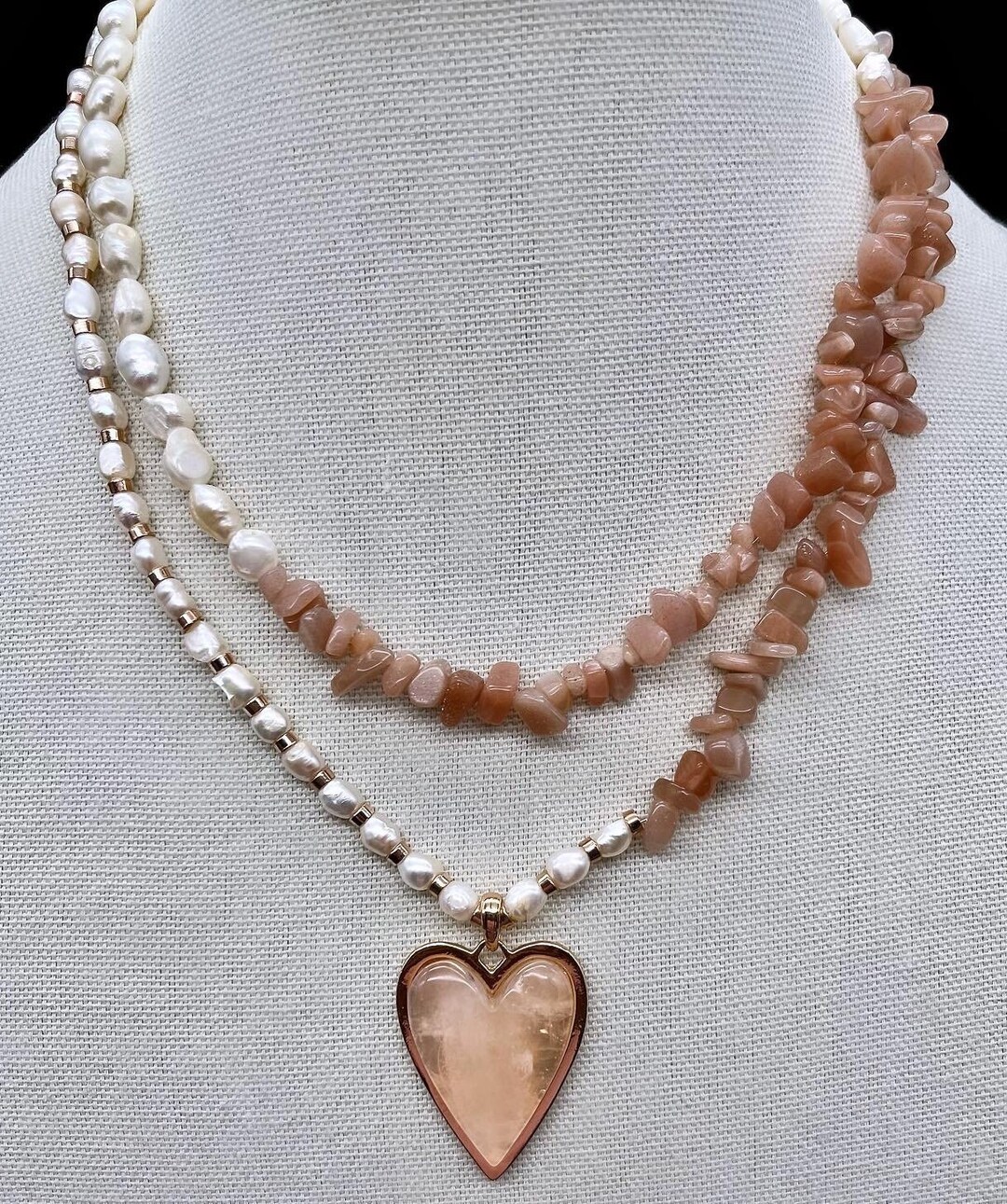 Freshwater Pearl Sunstone Necklace,valentines Day Gift,gifts for Mom ...
