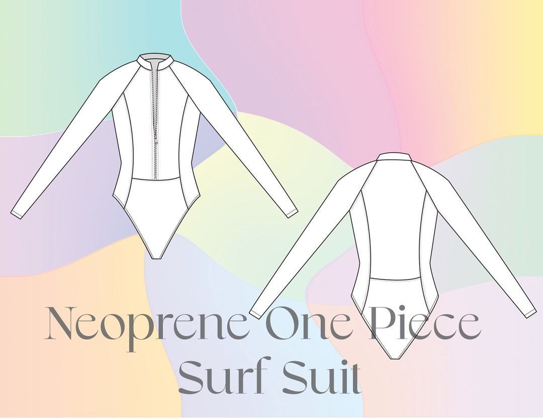 Neoprene One Piece Surf Suit CAD Swim Vector Technical Drawing - Etsy